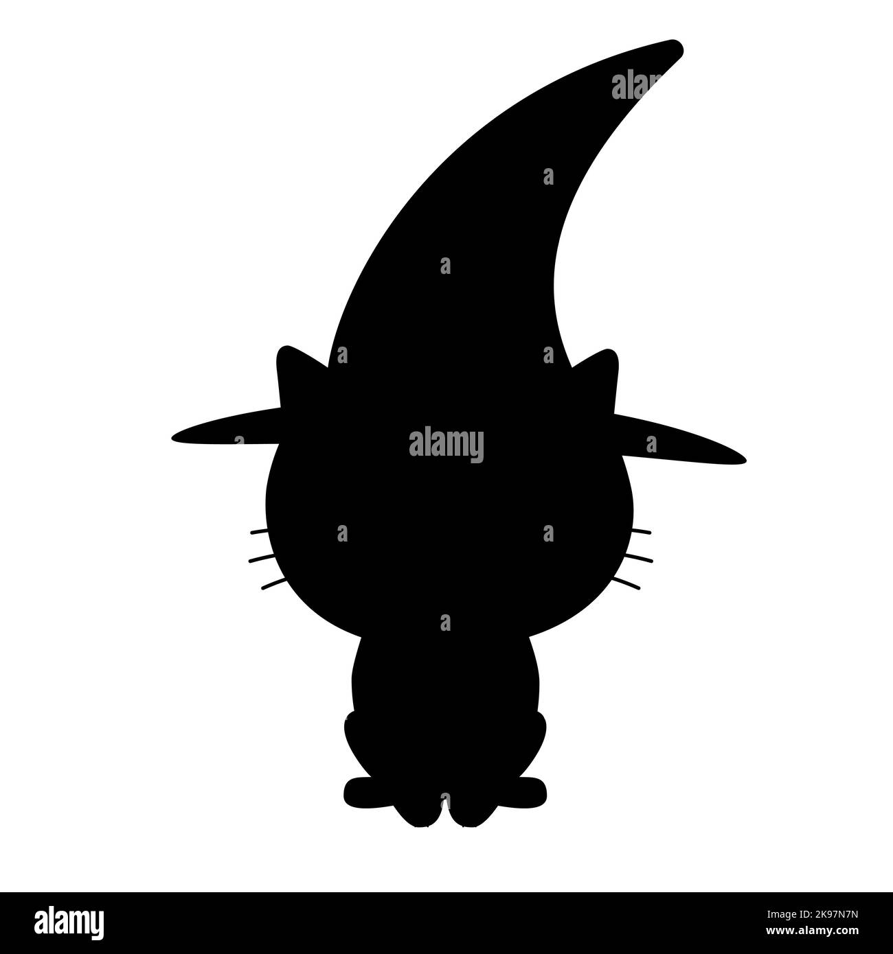 Vector flat halloween cat with witch hat silhouette isolated on white ...