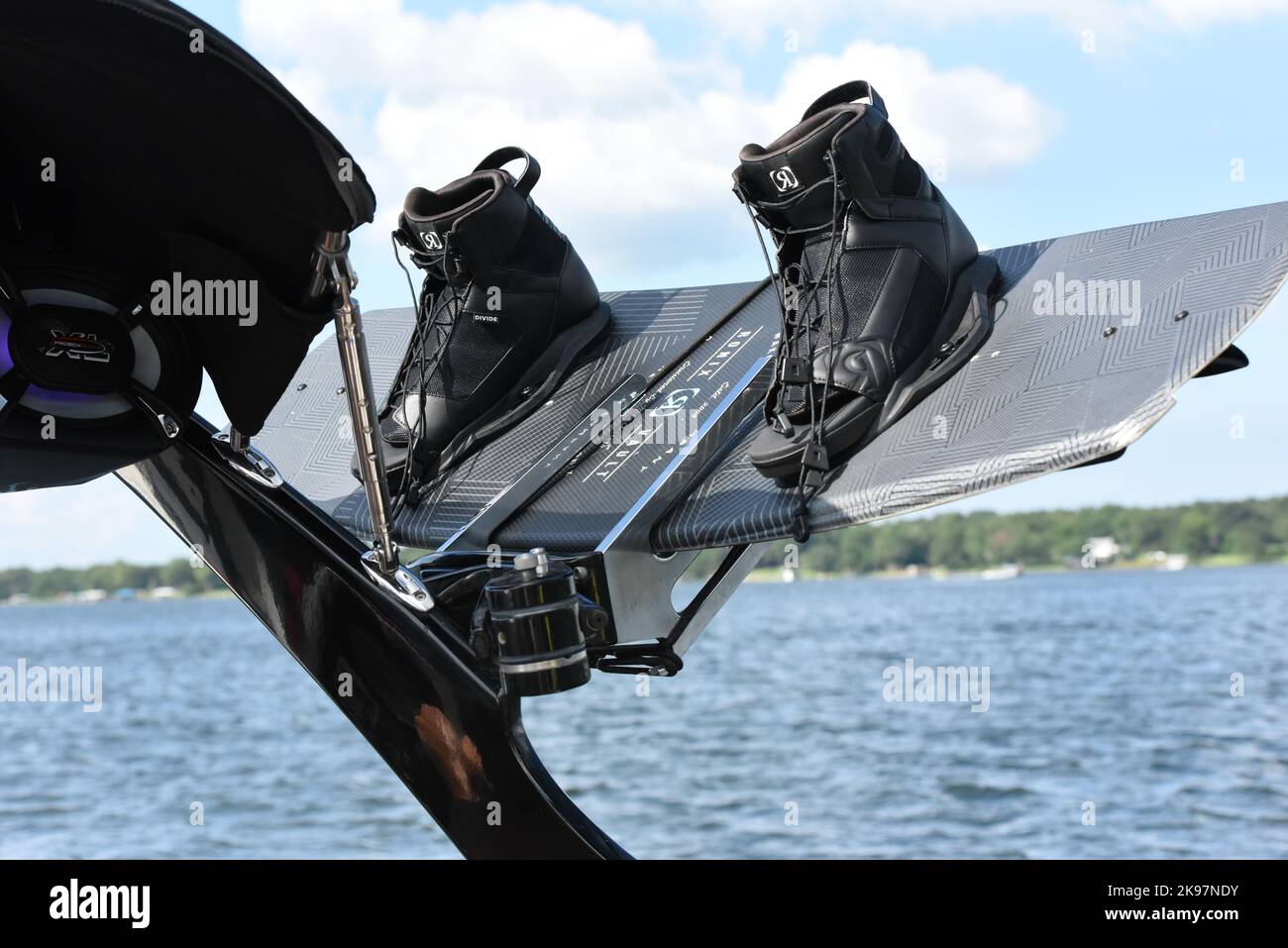 wakeboard on boat Stock Photo - Alamy