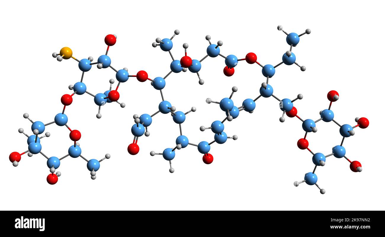 3D image of Tylosin skeletal formula - molecular chemical structure of ...