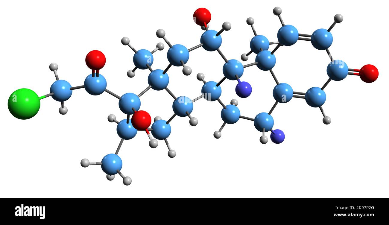 3D image of Ulobetasol skeletal formula - molecular chemical structure ...