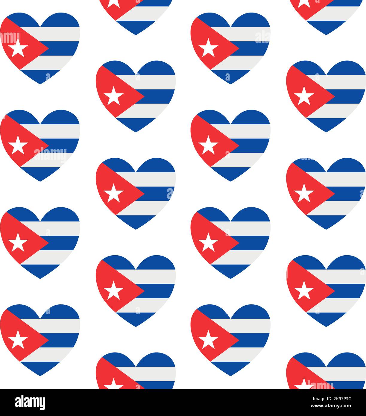 Vector seamless pattern of flat Cuba flag heart isolated on white background Stock Vector Image ...