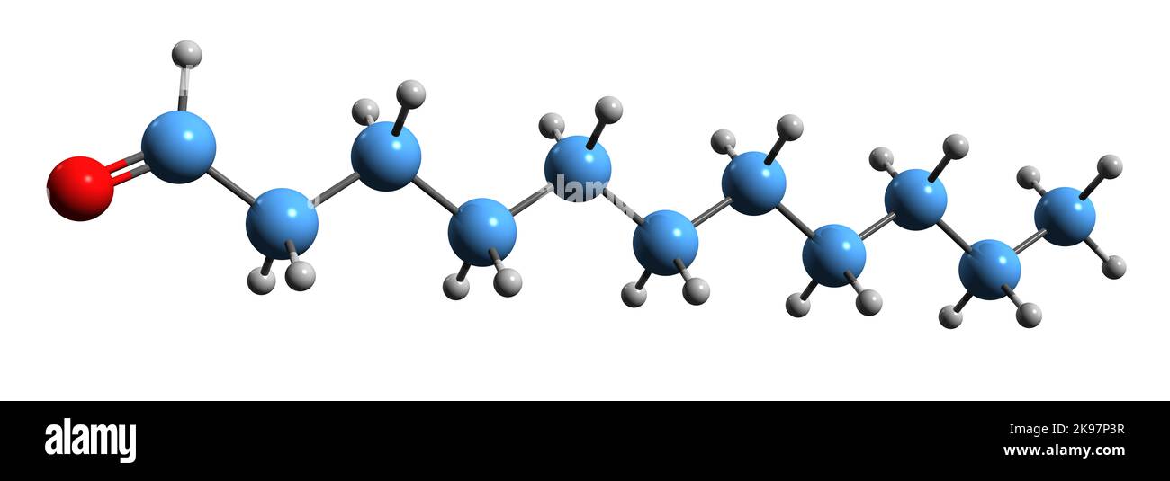3D image of undecanal skeletal formula - molecular chemical structure ...