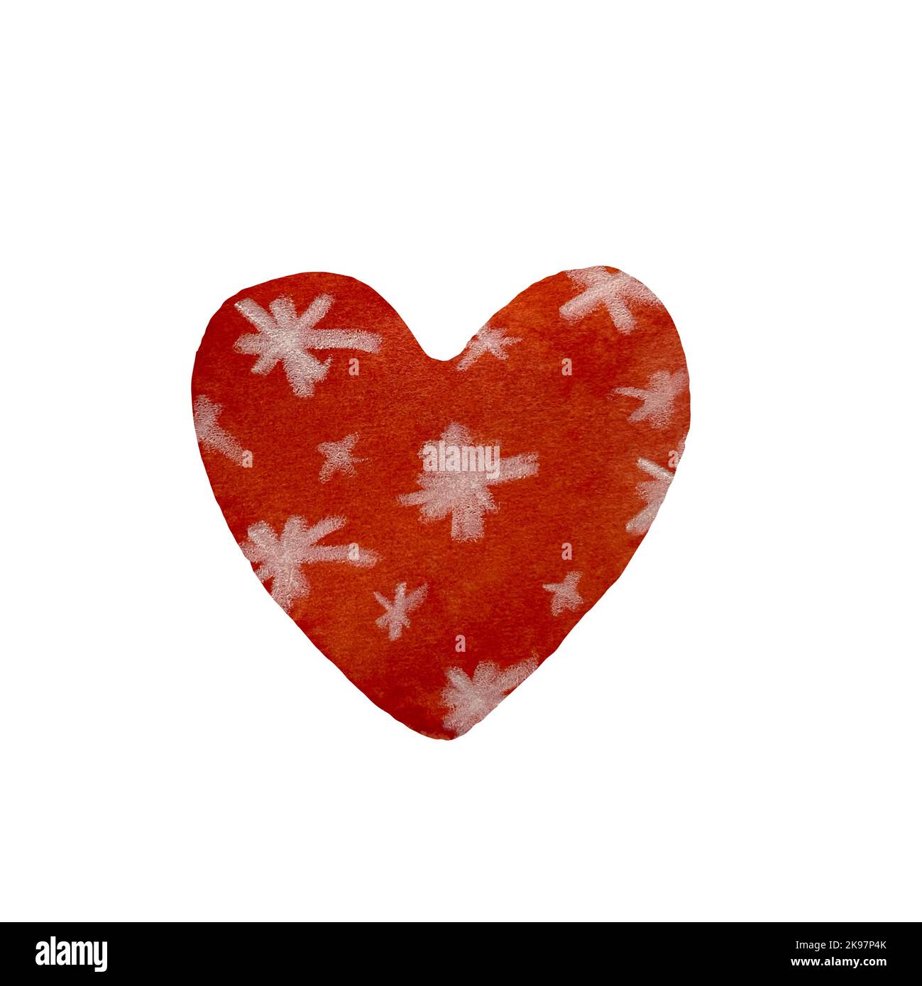 Deep red textured heart watercolor hand drawn Stock Photo - Alamy