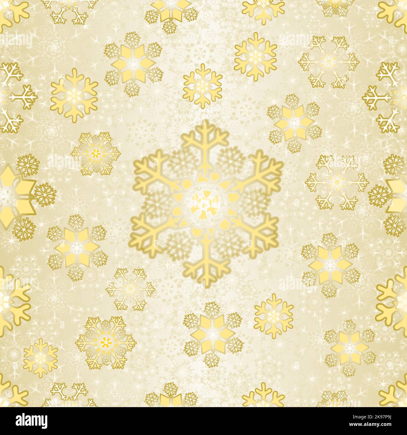 Seamless texture Christmas gold snowflakes gold background vector ...