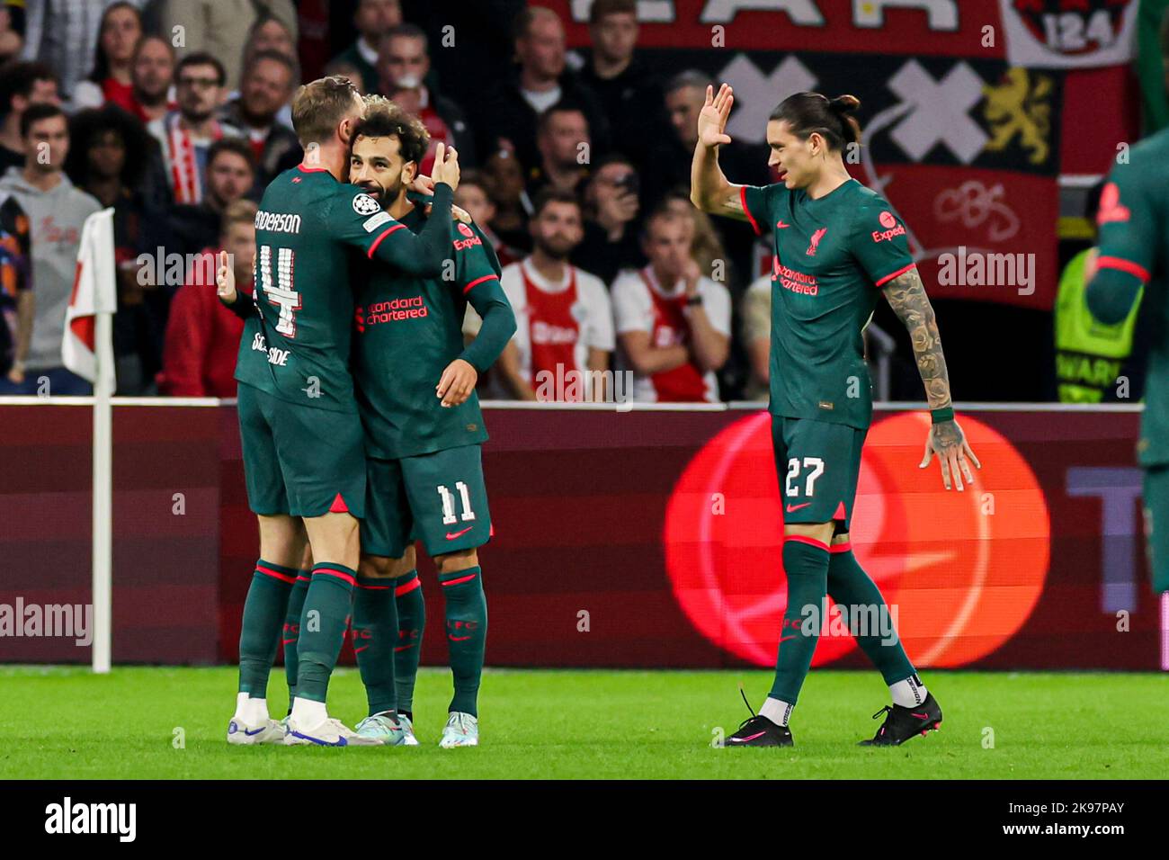 AMSTERDAM, NETHERLANDS - OCTOBER 26: Mohamed Salah of Liverpool FC ...