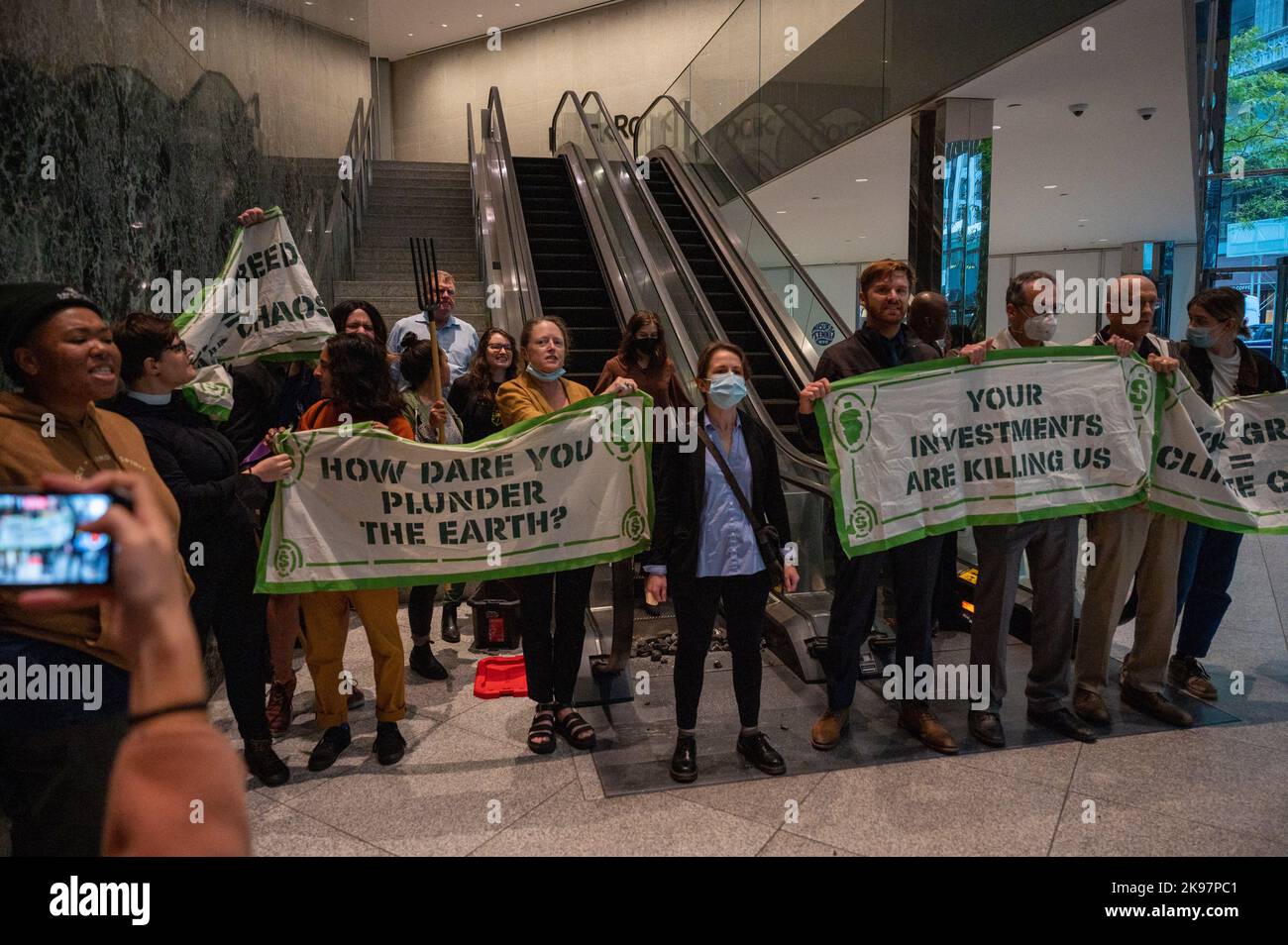 New York, USA. 26th Oct, 2022. Environmental activists protest in the ...