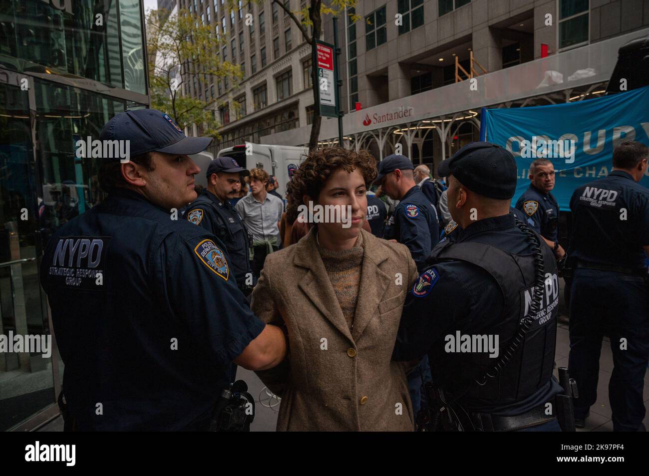 New York, USA. 26th Oct, 2022. Environmental activists are arrested ...