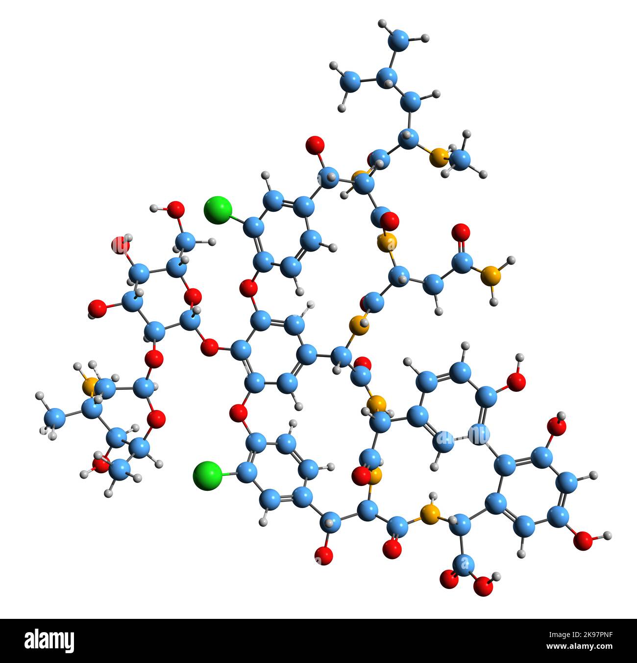 3D image of Vancomycin skeletal formula - molecular chemical structure ...