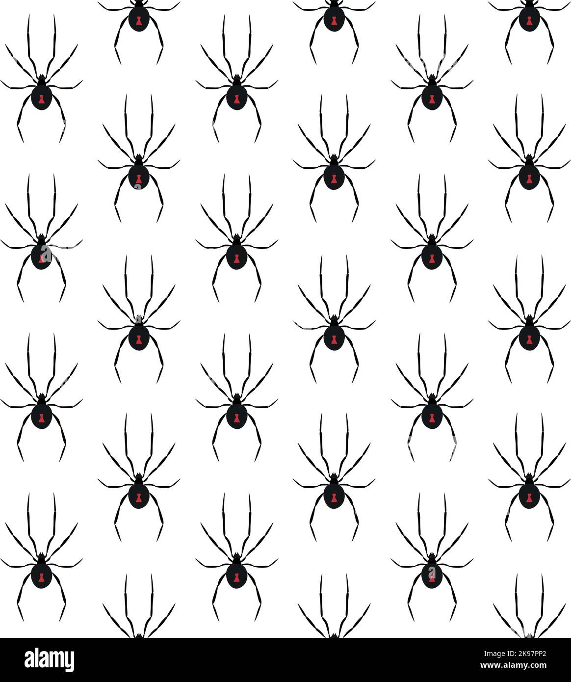 Vector seamless pattern of flat hand drawn spider isolated on white ...