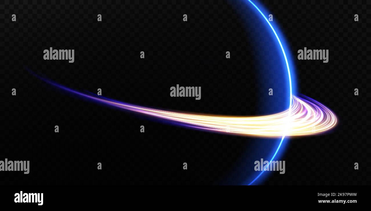 The edge of a solar eclipse on a black background, blue. Blue eclipse ...