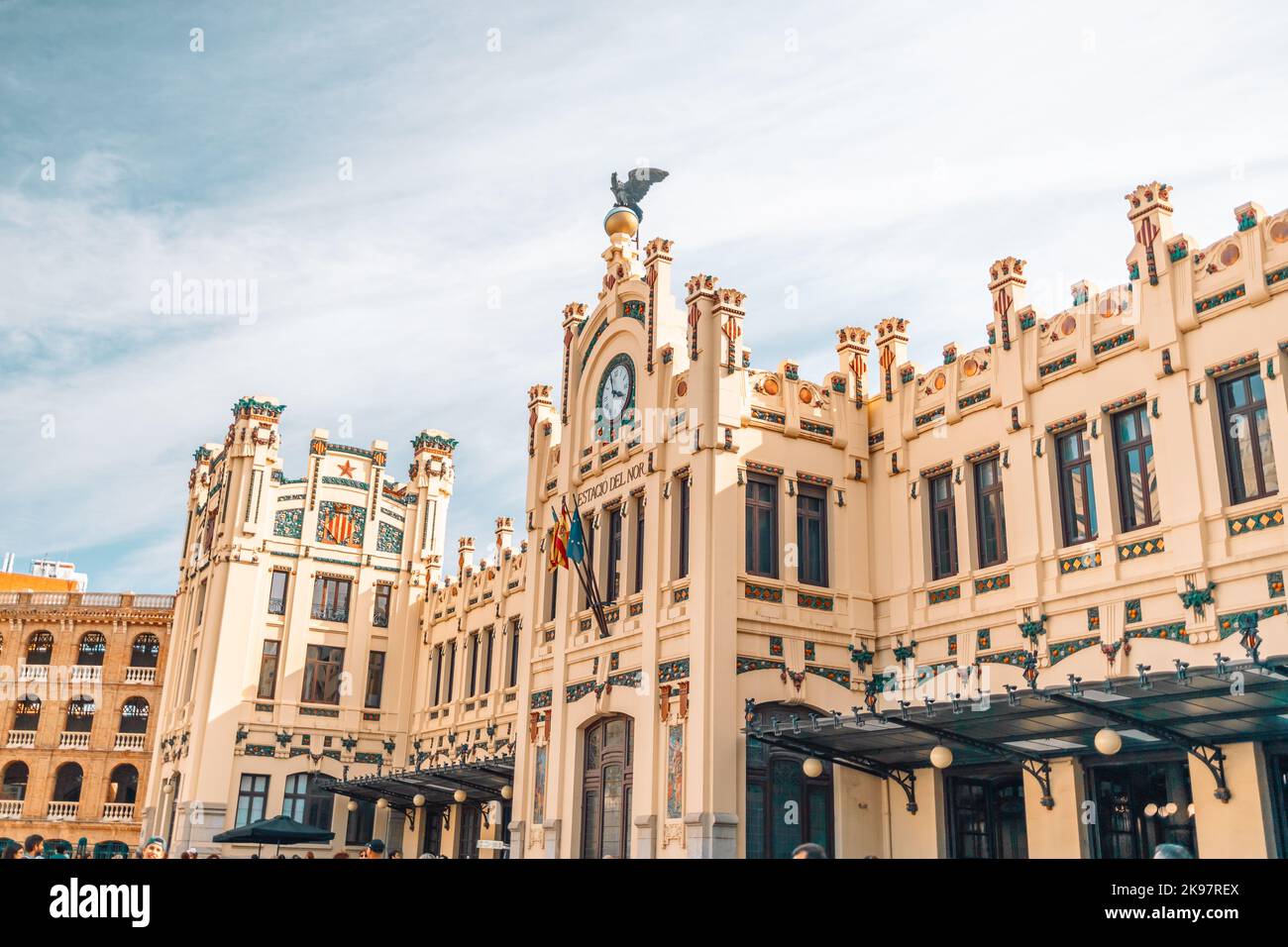 Valencia railway station facade North Estacio del Nord in Spain Stock ...
