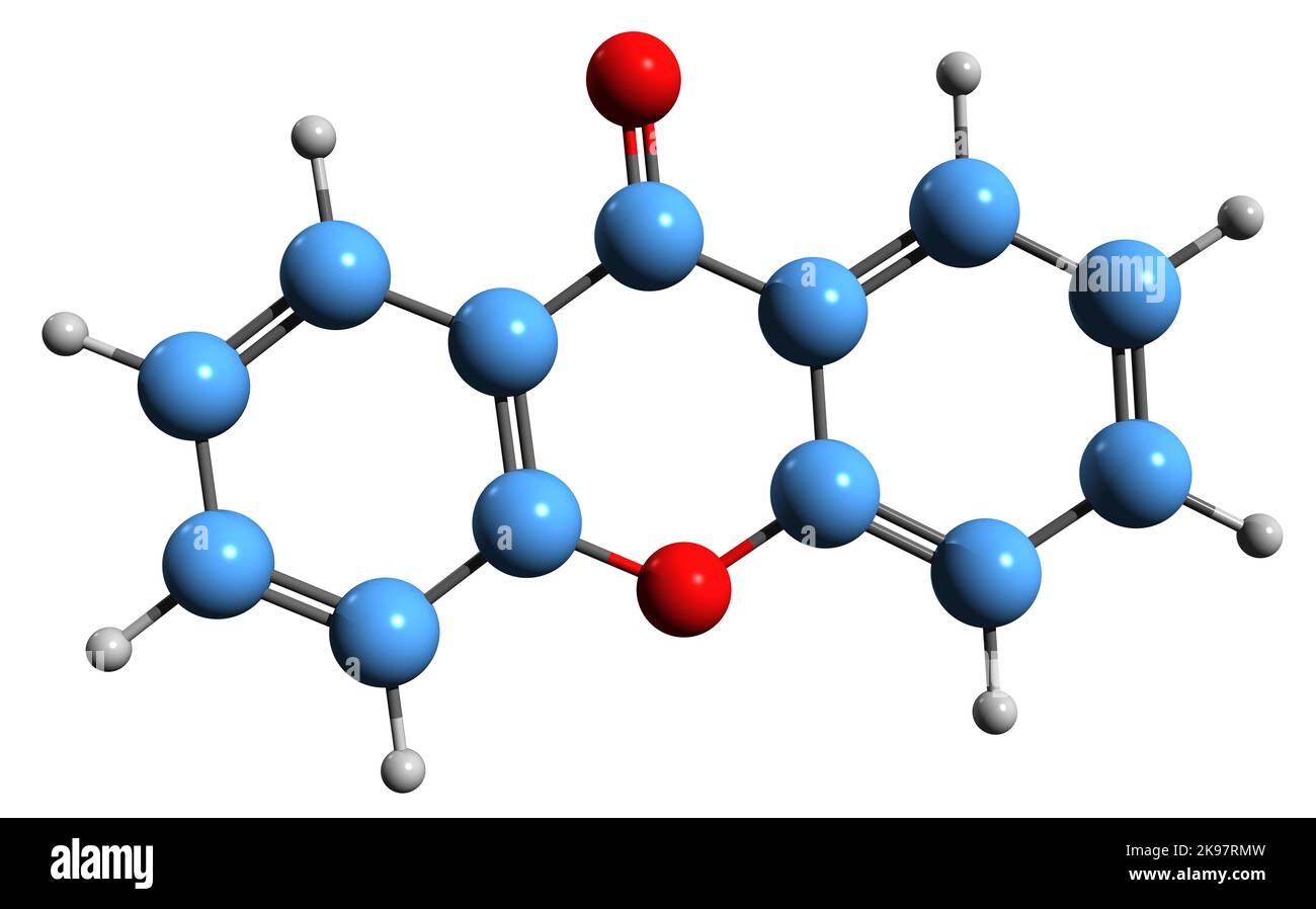 3D image of Xanthone skeletal formula - molecular chemical structure of ...