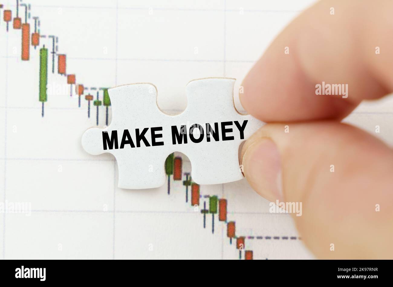 Business concept. Against the background of the quotes chart, a puzzle ...