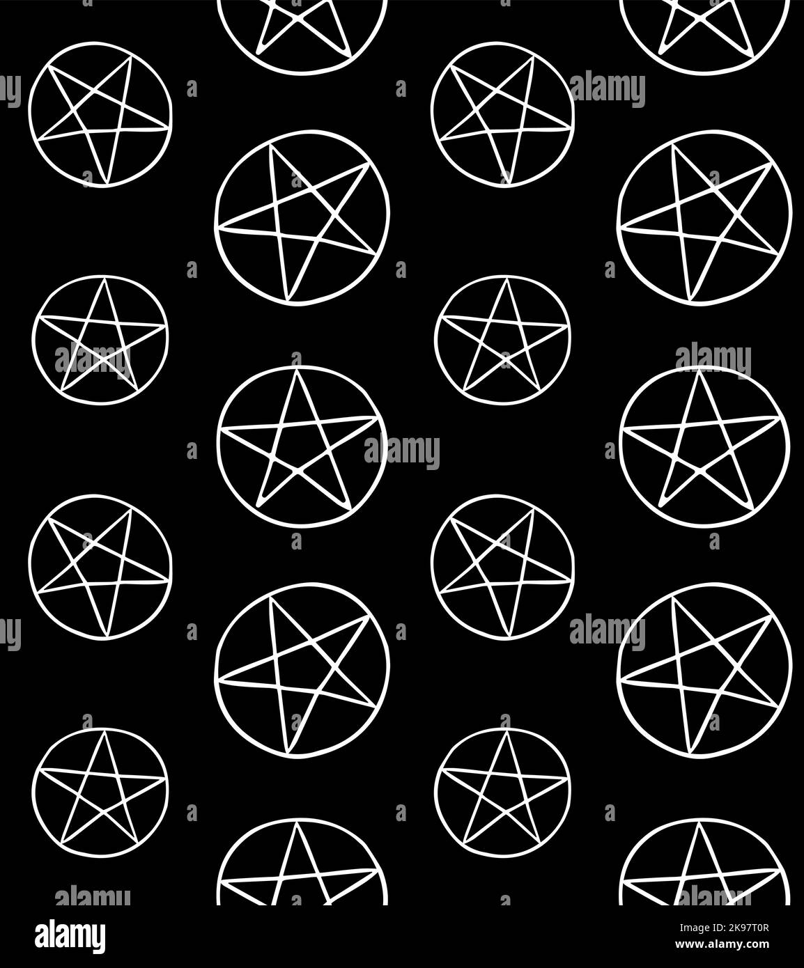Vector seamless pattern of hand drawn doodle sketch pentagram isolated ...