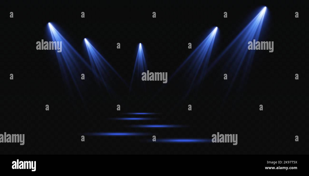 Set of vector spotlights. various forms of light, blue color. stage ...