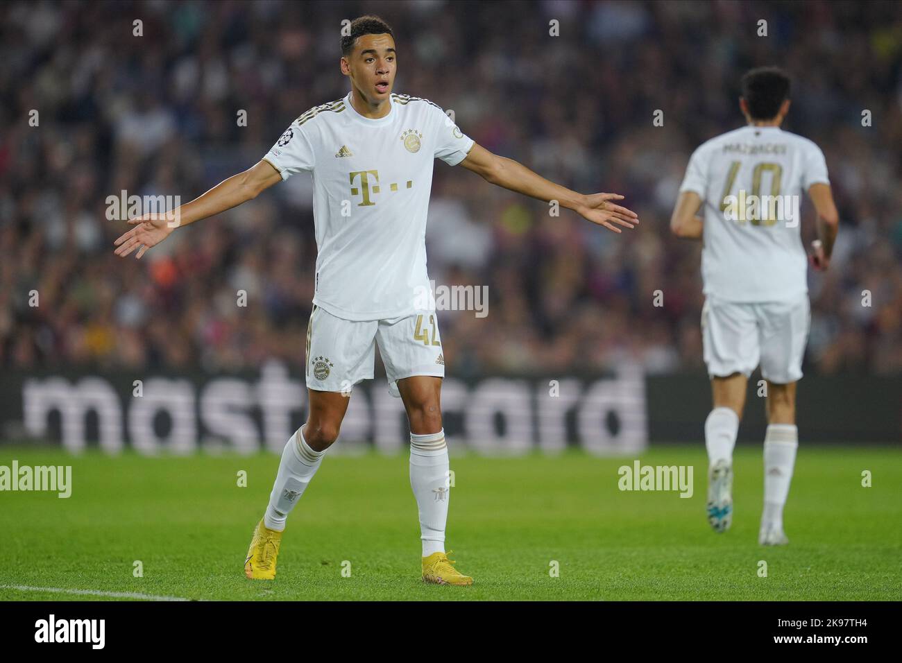 Barcelona, Spain. October 26, 2022, Jamal Musiala of FC Bayern Munich ...