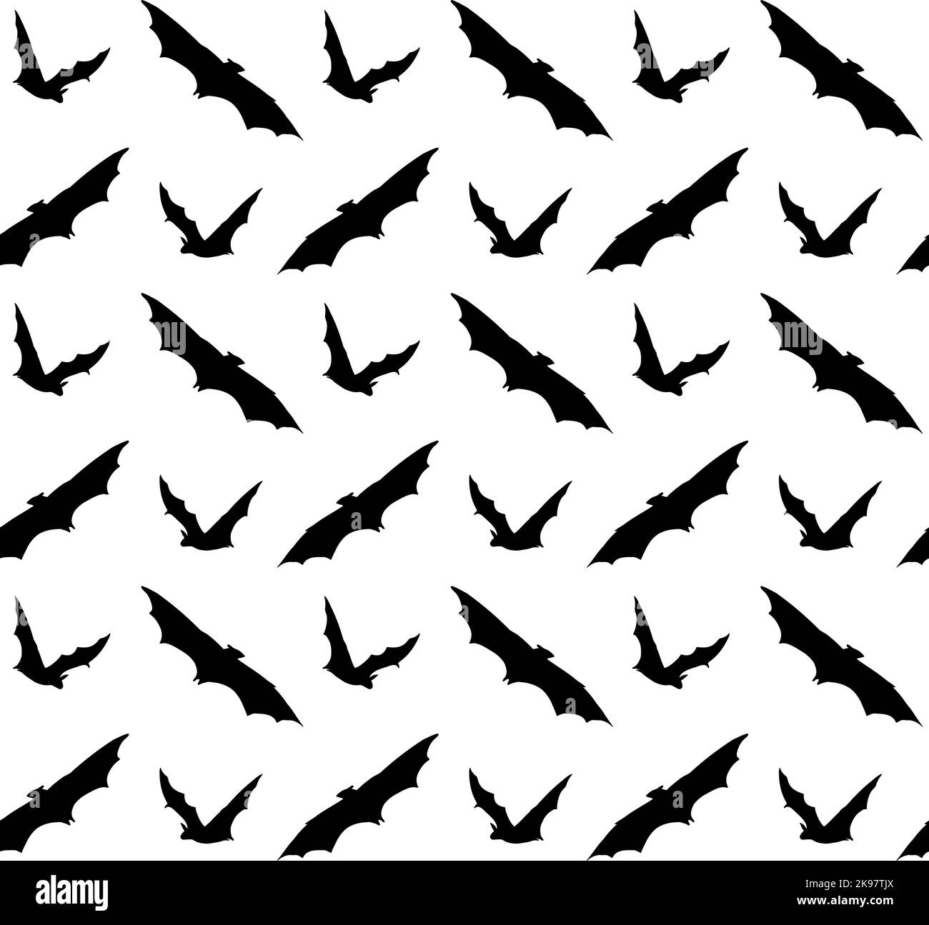 Vector seamless pattern of hand drawn bat silhouette isolated on white ...