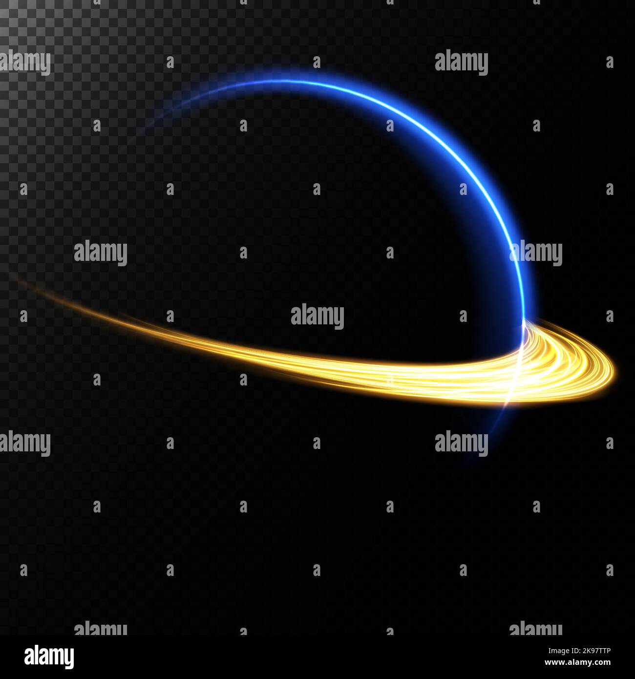 The edge of a solar eclipse on a black background, blue. Blue eclipse ...