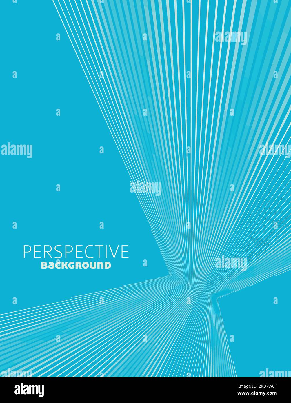 Abstract cerulean background with perspective halftone lines. Vertical ...