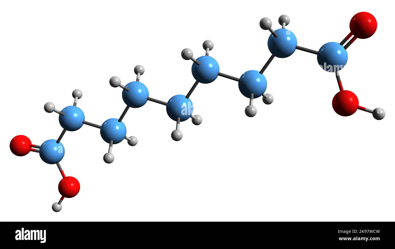 3D image of Azelaic acid skeletal formula - molecular chemical ...