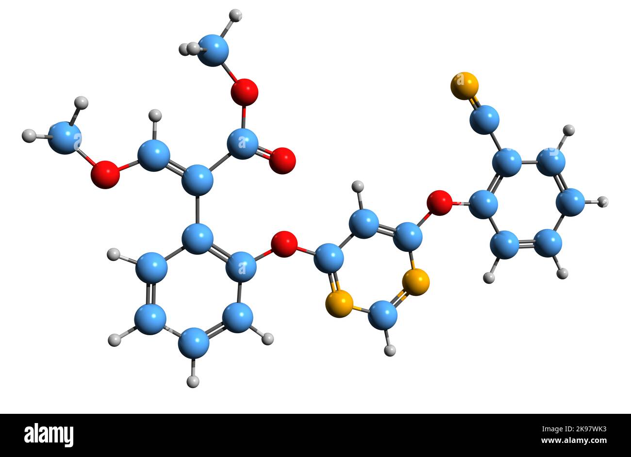 3D image of Azoxystrobin skeletal formula - molecular chemical ...