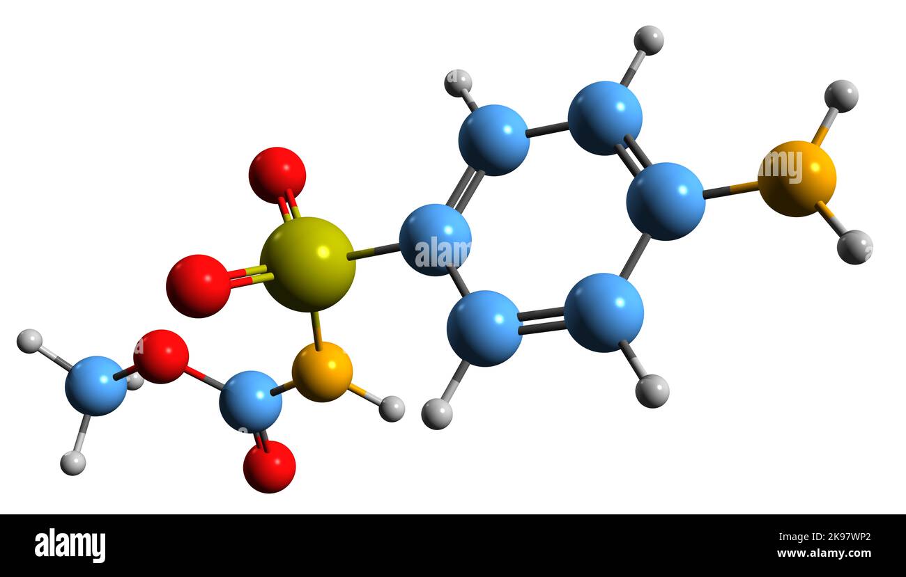 3D image of Asulam skeletal formula - molecular chemical structure of ...