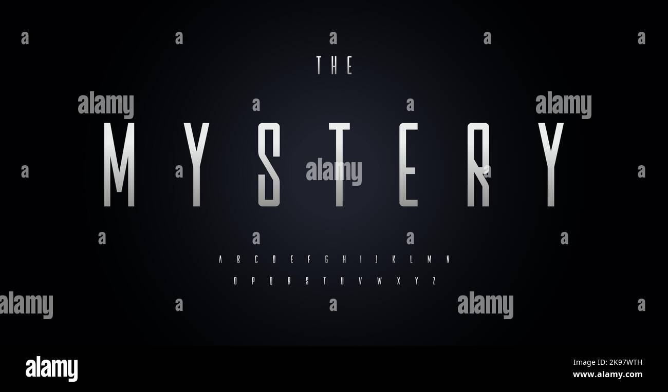 Mystery alphabet. Thin futuristic and mysterious modern font ...