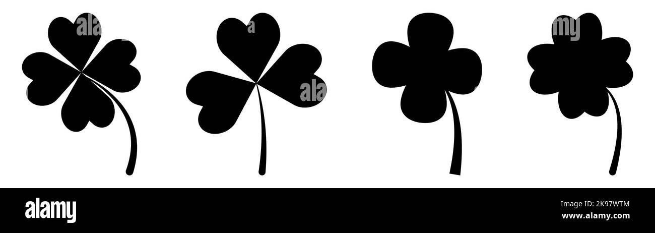 Set of three and four leaf clovers. Vector illustration isolated on ...