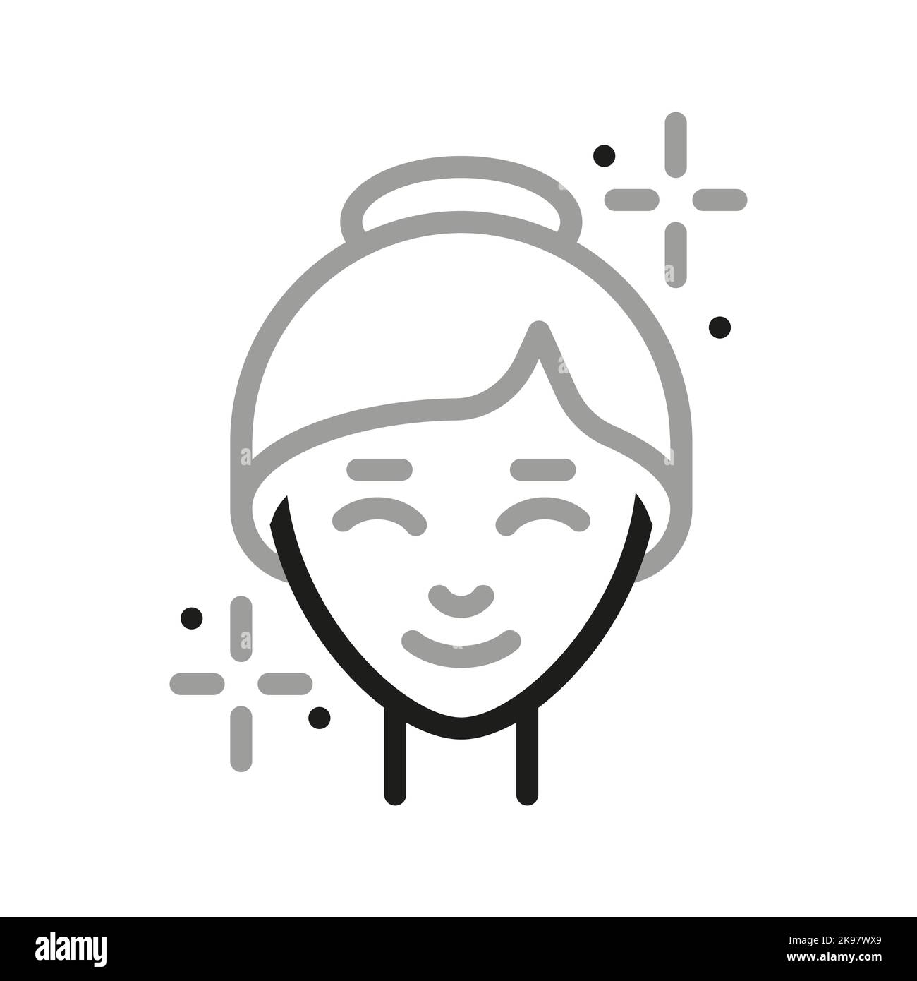 Clear Face Icon The Woman Applies Products For Healthy Skin Linear Icon Stock Vector Image