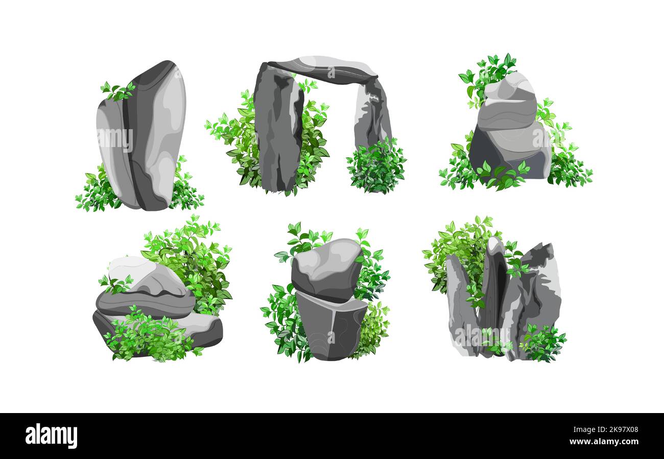 Bushes rocky wall Stock Vector Images - Alamy