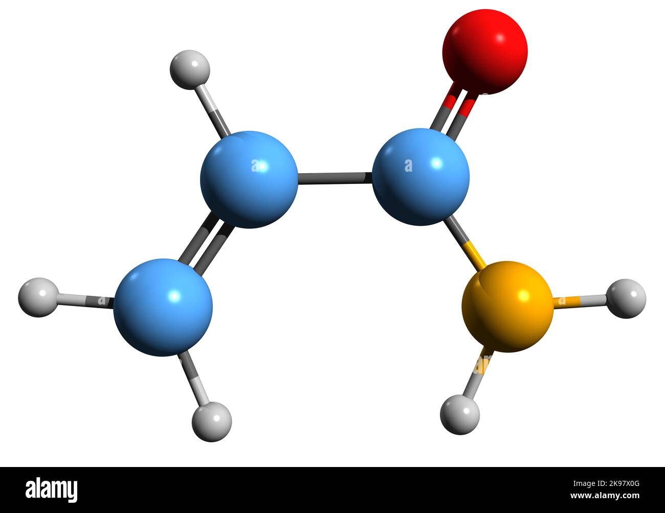 3D image of Acrylamide skeletal formula - molecular chemical structure ...