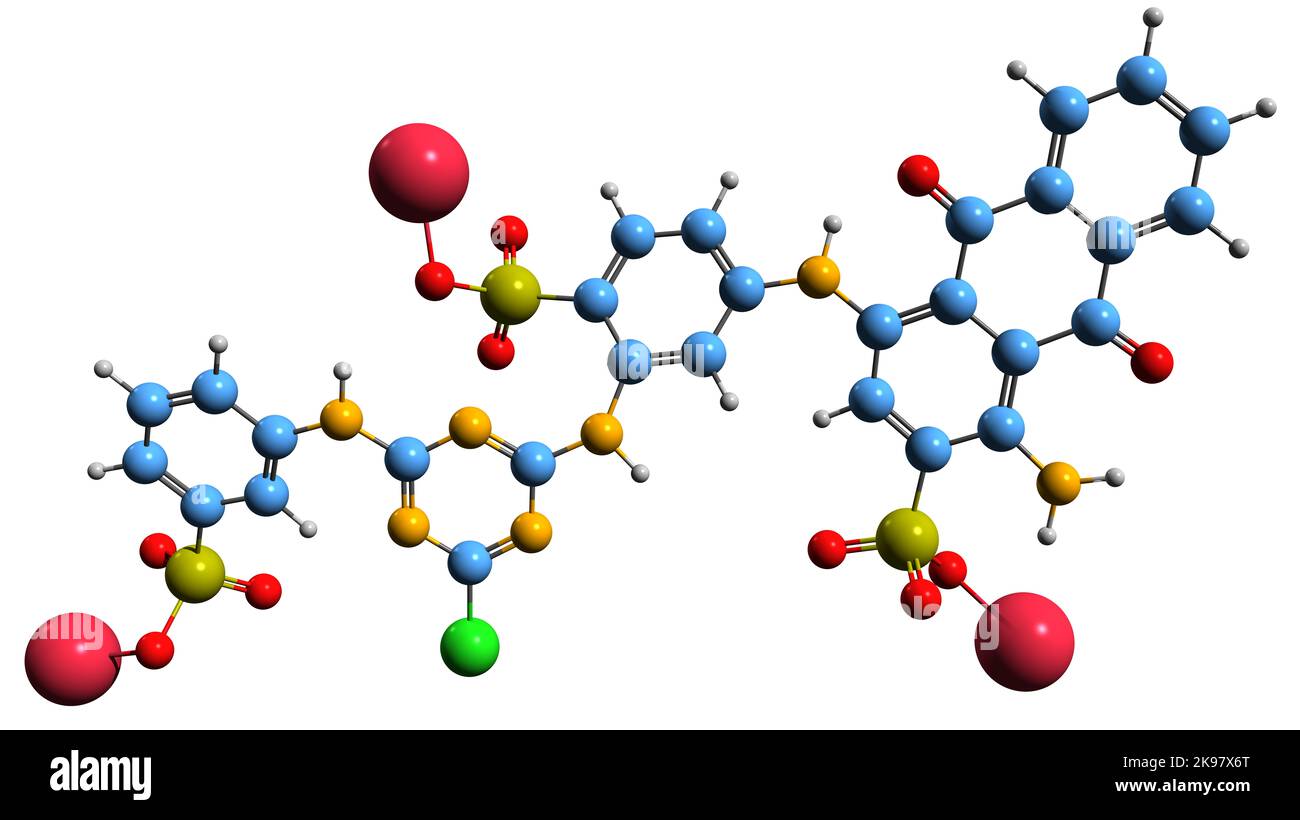3D image of reactive bright blue K skeletal formula - molecular ...