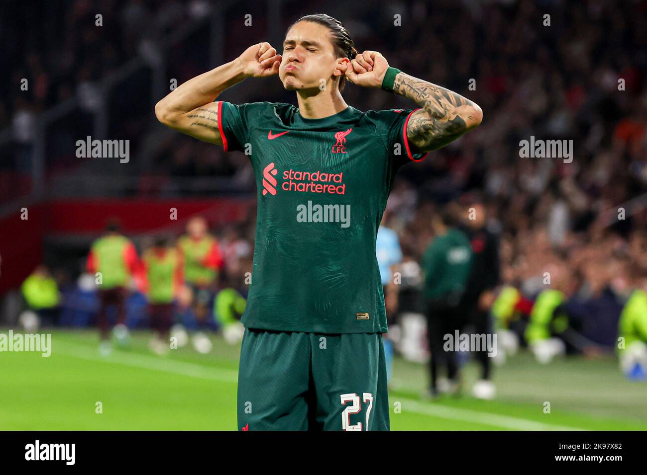 AMSTERDAM, NETHERLANDS - OCTOBER 26: Darwin Nunez of Liverpool FC ...