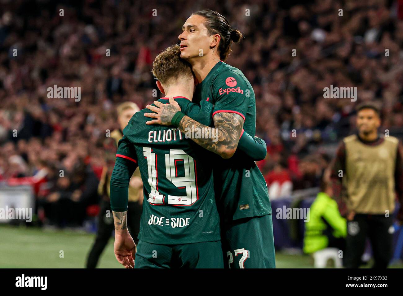 AMSTERDAM, NETHERLANDS - OCTOBER 26: Harvey Elliott of Liverpool FC ...