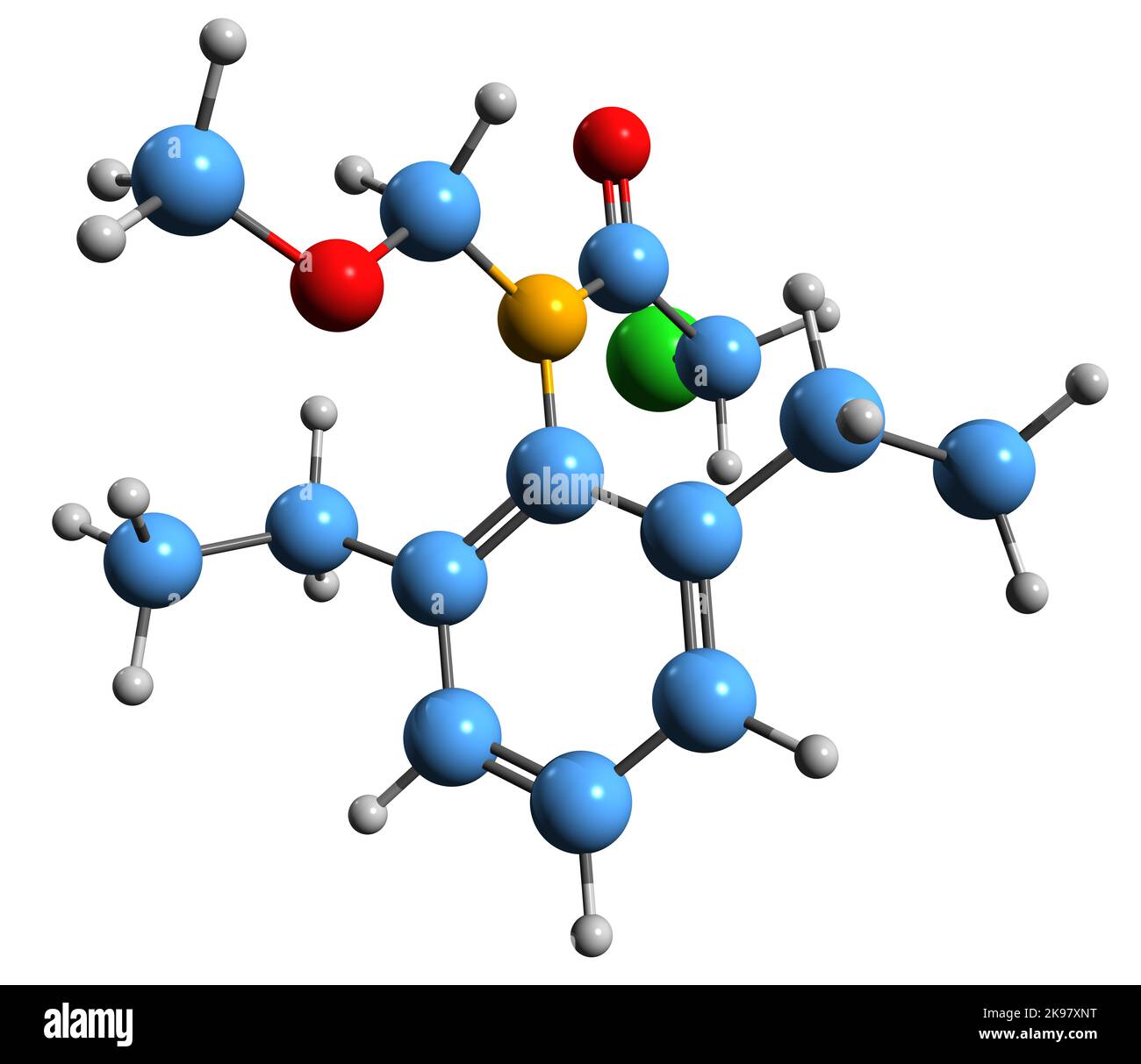 3D image of Alachlor skeletal formula - molecular chemical structure of ...