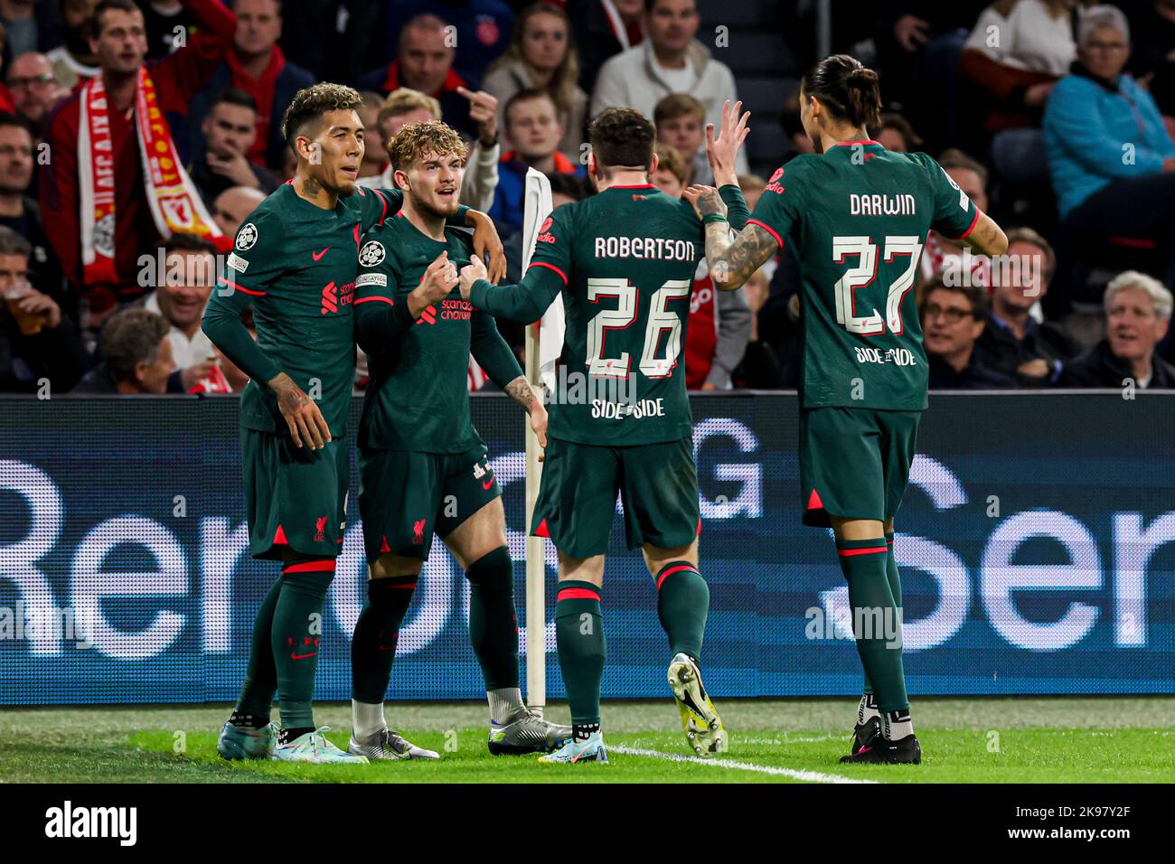 AMSTERDAM, NETHERLANDS - OCTOBER 26: Harvey Elliott of Liverpool FC ...