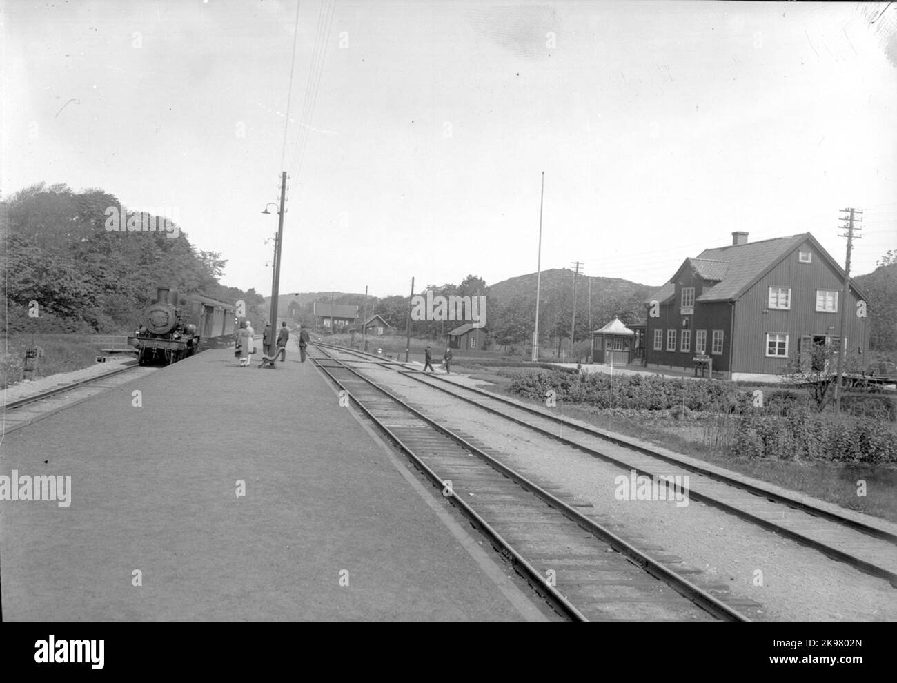 The railway station in Lindome seen from the platform Stock Photo - Alamy