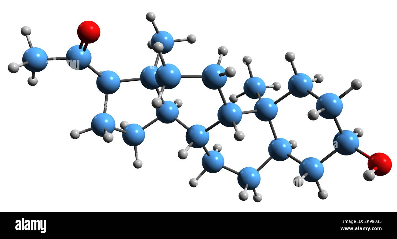3D image of Allopregnanolone skeletal formula - molecular chemical ...