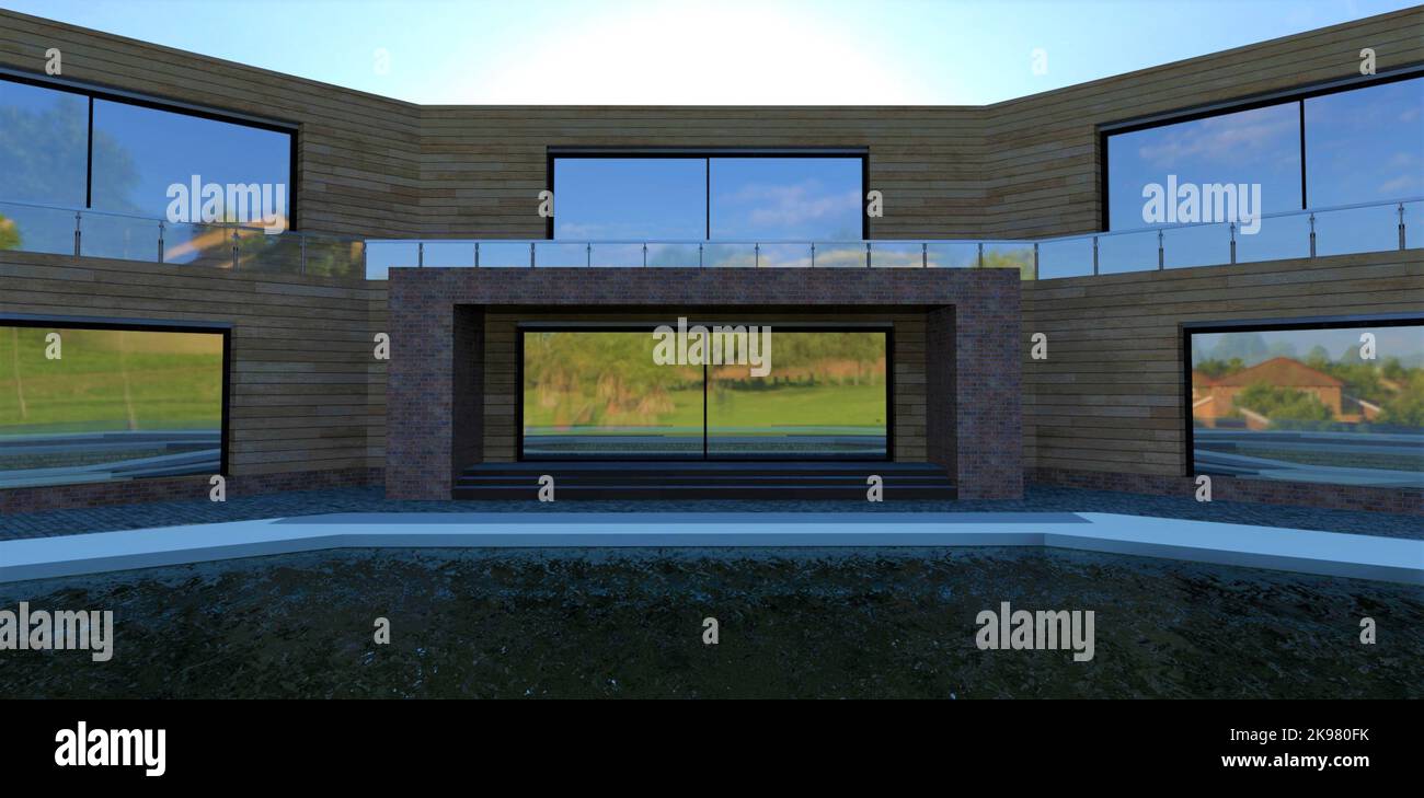 3d render pool house hi-res stock photography and images - Alamy