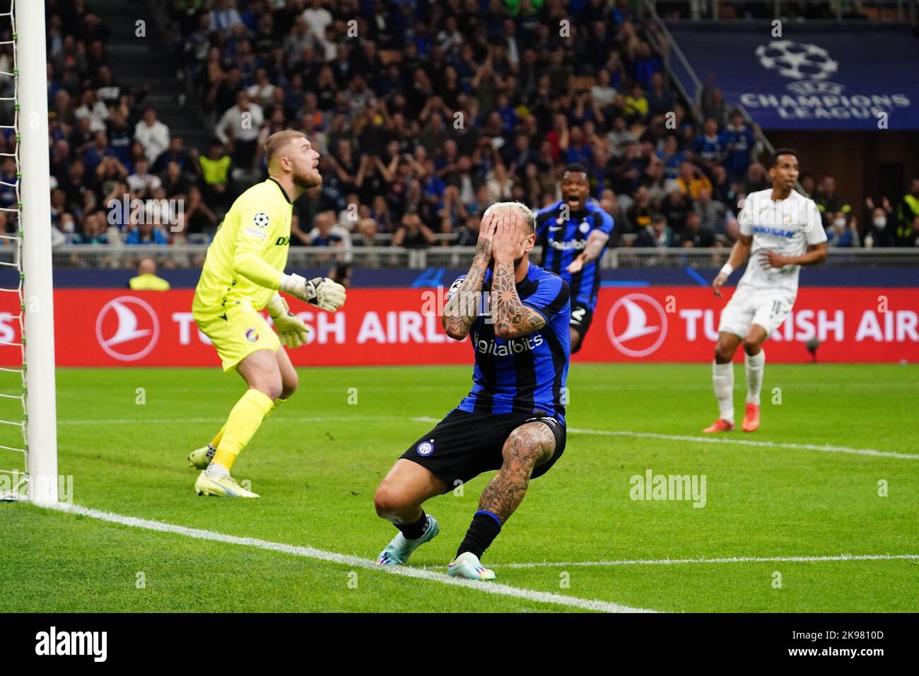Milan, Italy - October 26, 2022, Federico Dimarco (FC Inter) disappointed during the UEFA ...