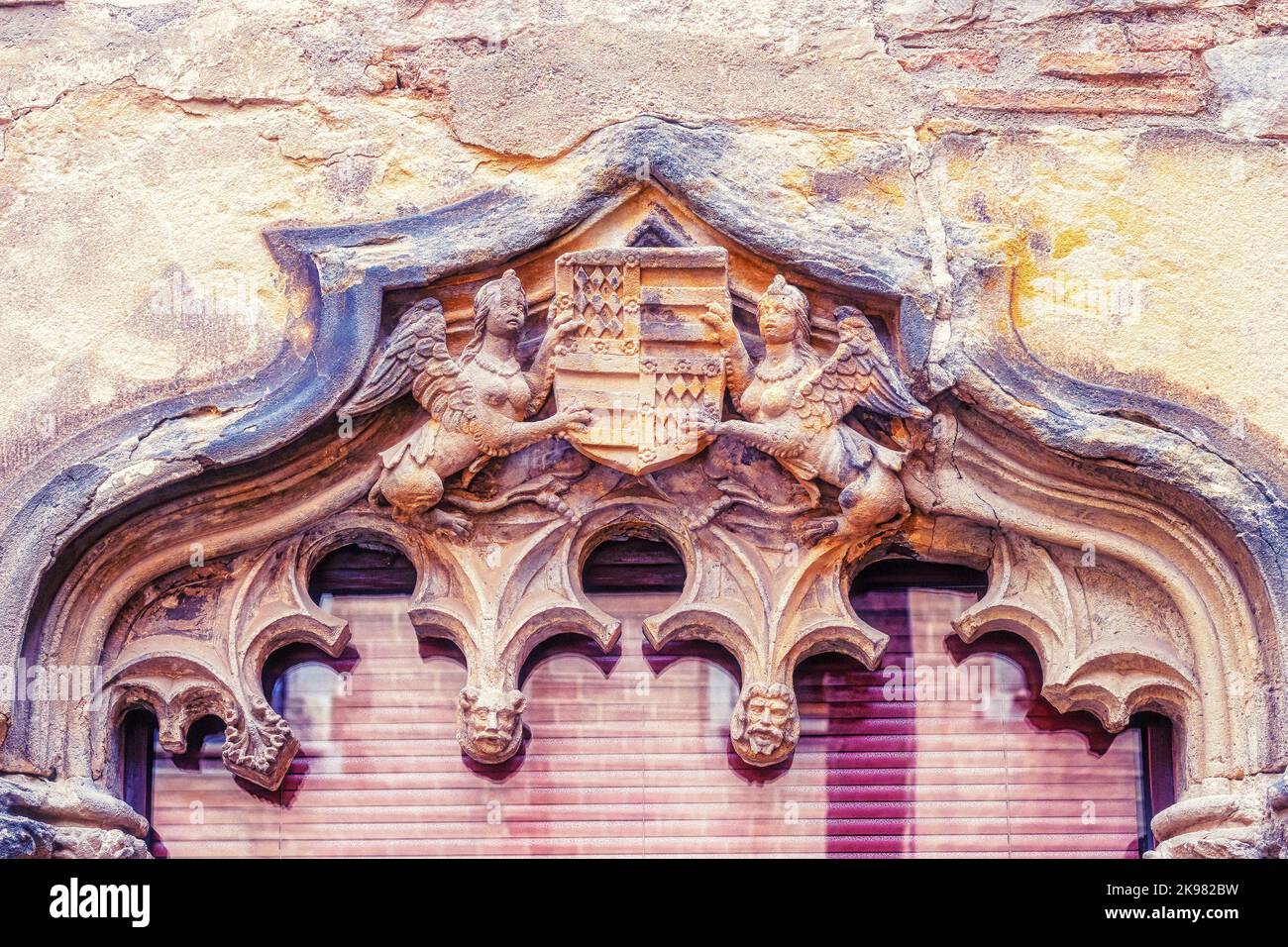 Medieval window detail, Barcelona Stock Photo - Alamy