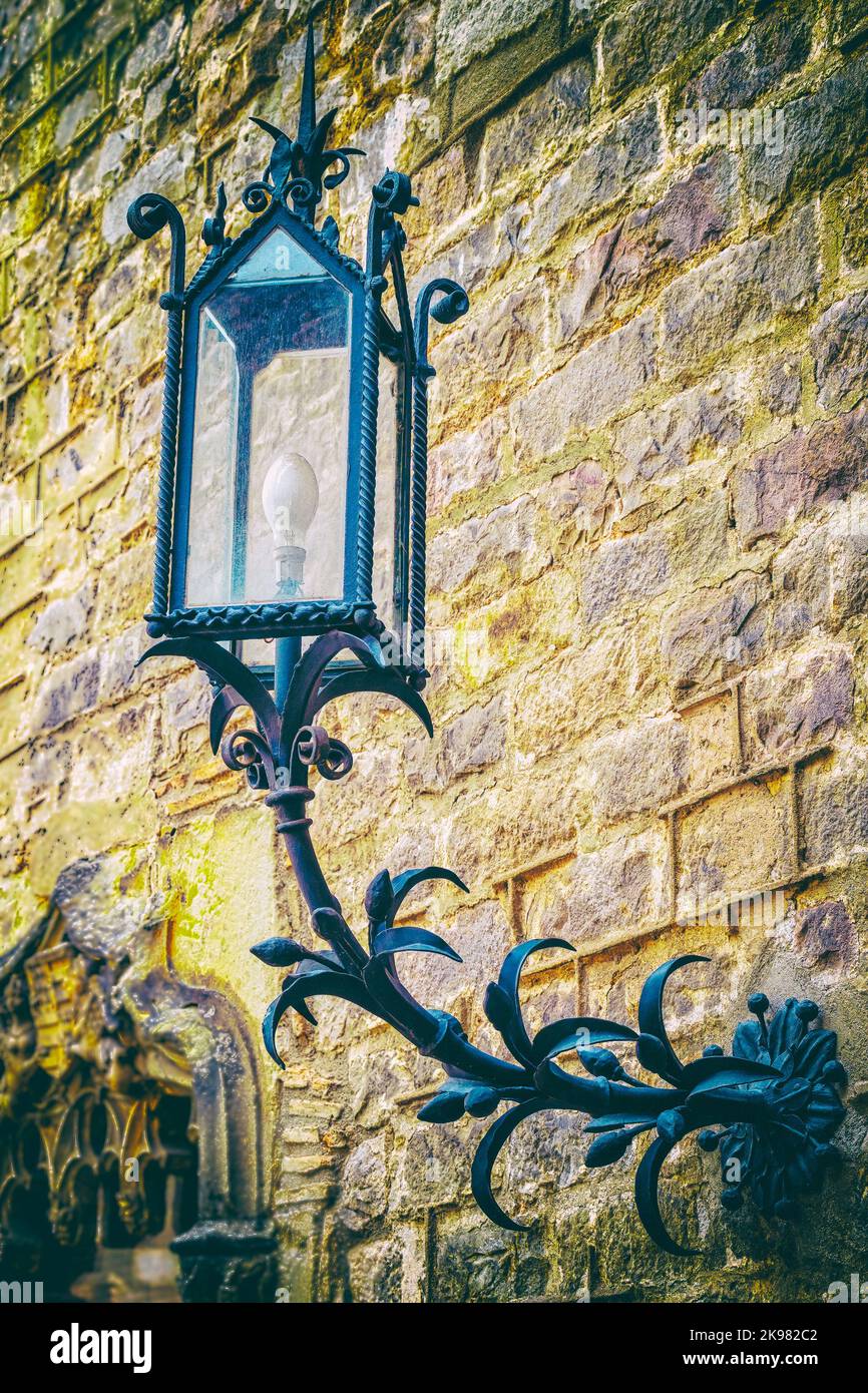 Medieval lamp in Barcelona, Spain Stock Photo - Alamy
