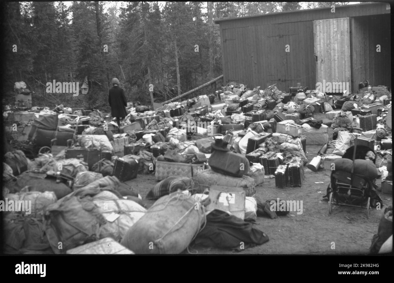 Luggage, in the evacuation of Finnish refugees, autumn 1944 Stock Photo ...