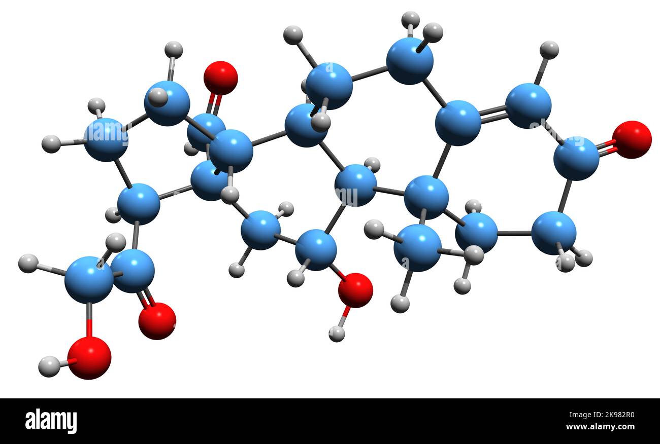 3D image of aldosterone skeletal formula - molecular chemical structure ...