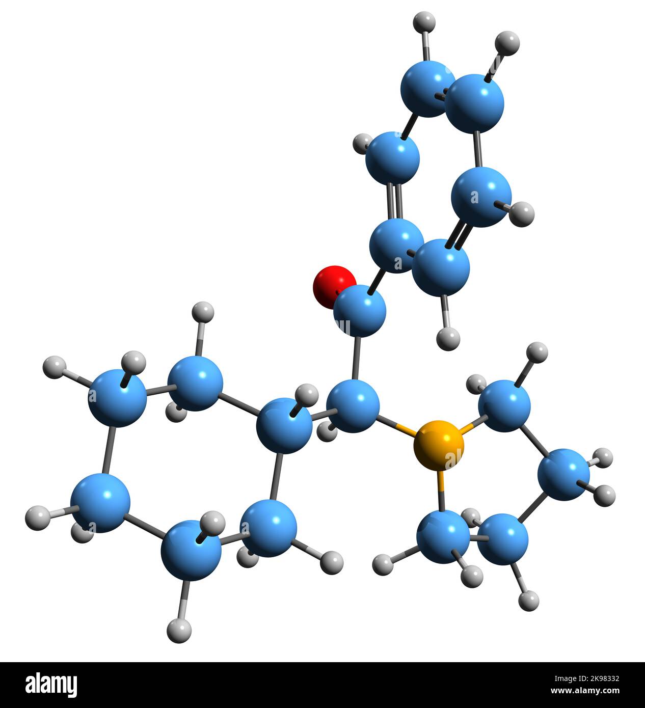 3D image of a-PCYP skeletal formula - molecular chemical structure of ...