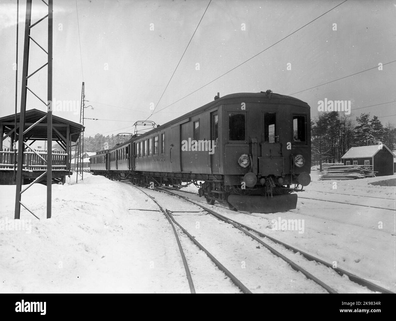 Railway AB Stockholm-Saltsjöns (SSNJ) Motorvagnåg on the Saltsjöbanan ...