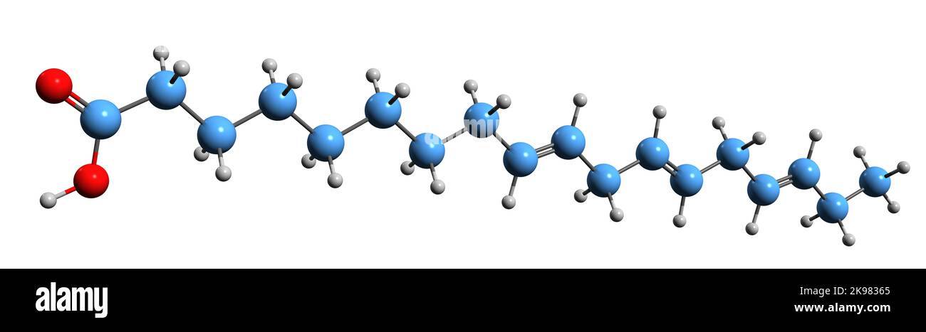 3D image of alpha-Linolenic acid skeletal formula - molecular chemical ...