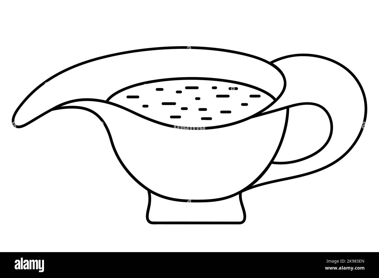 Sauce bowl. Vector illustration. Outline on an isolated white ...