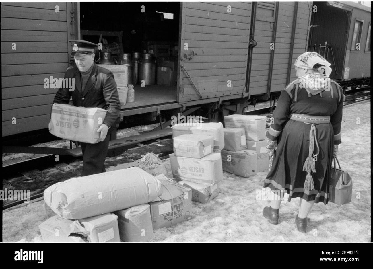 The service delivery is loaded by freight wagon Stock Photo - Alamy