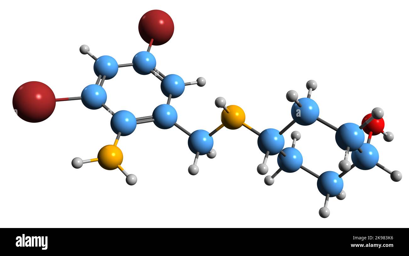 3D image of Ambroxol skeletal formula - molecular chemical structure of ...